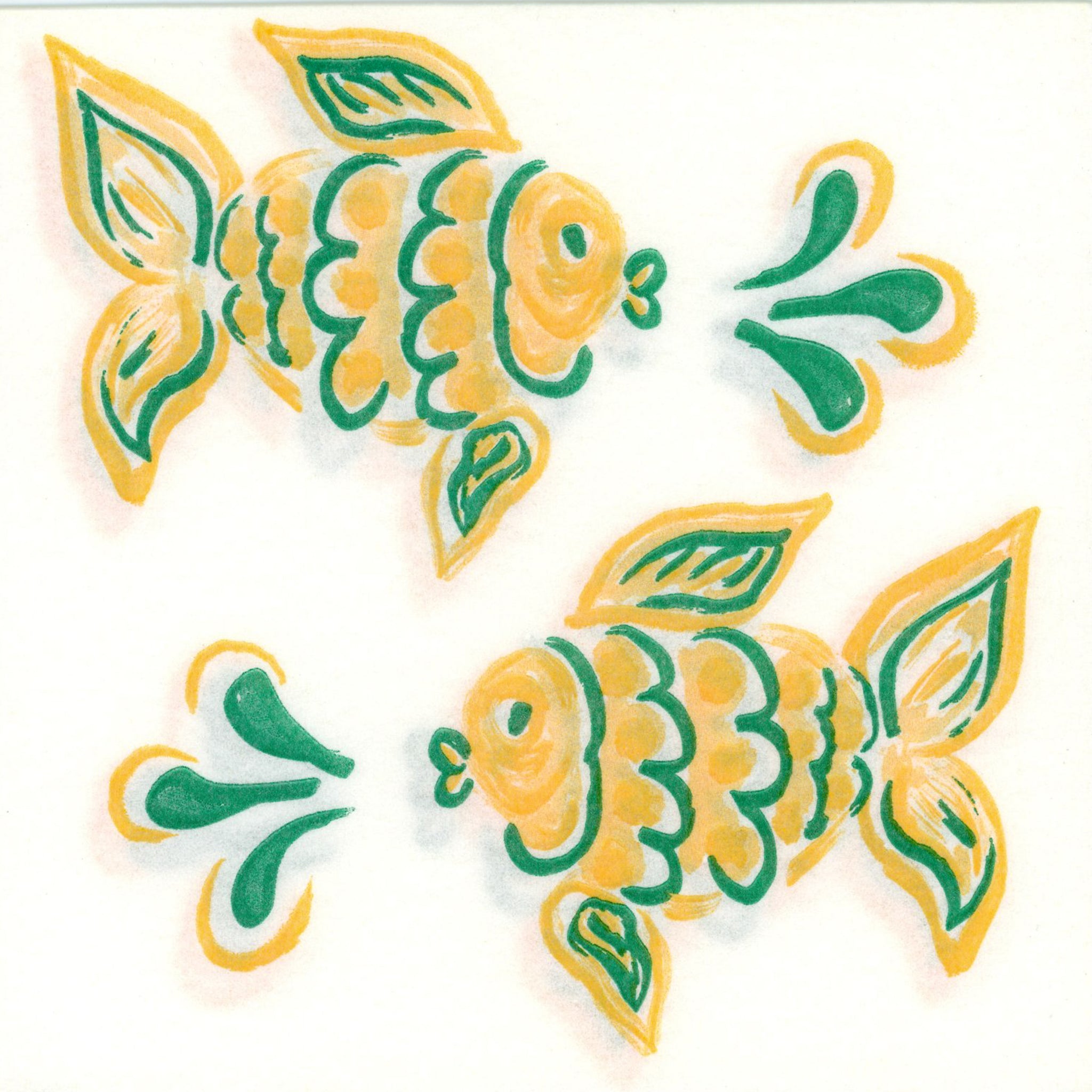 Yellow & Green Poisson (Fish) Paper Napkins (8") – Maison Midi