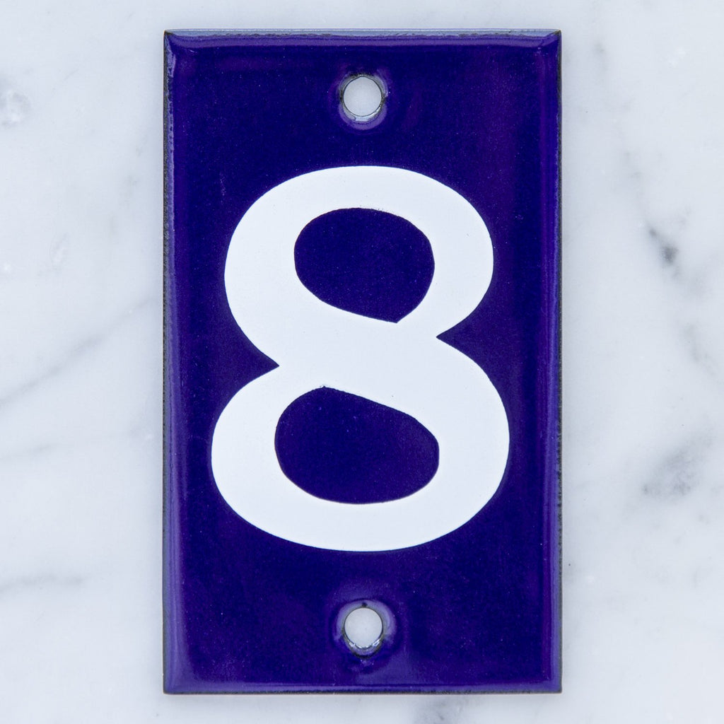 Number Eight Enamel Address Plaque — Maison Midi